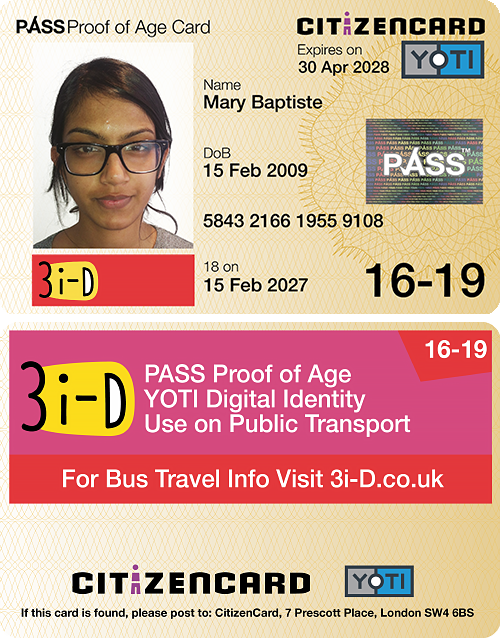 3i-D card: East Sussex ID card and bus discount for young people
